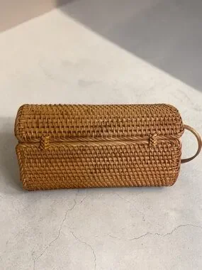 Bags | Woven Straw Crossbody Bag In Tan | Poshmark